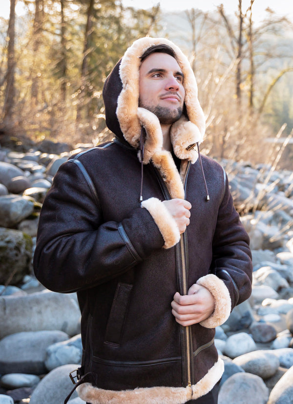 Mens Sheepskin Bomber Coat - Cloud Nine Sheepskin